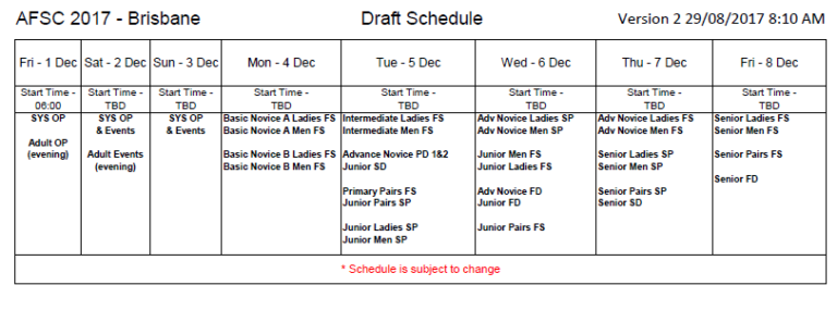* AFSC 2017 Draft Schedule v2 as at 29/8/17 – NSWPSA